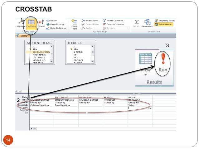 ITT PROJECT ON CREATE QUERY(QUERY-SELECT WITH CONDITION, MAKE A TABLE,APPEND,DELETE,CROSSTAB ...