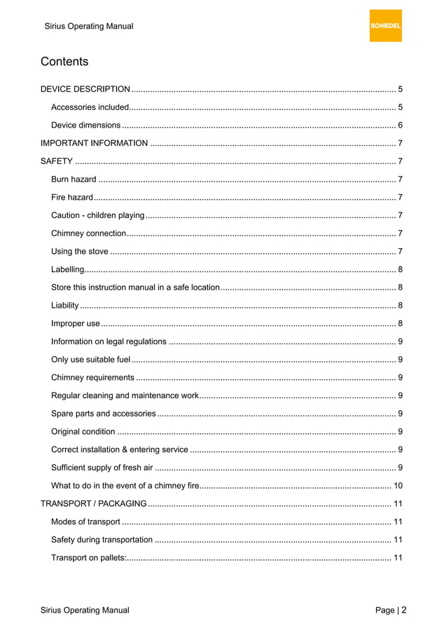 Sirius stove system operating manual | PDF
