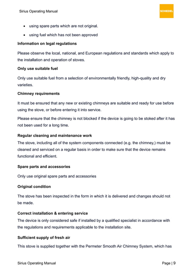 Sirius stove system operating manual | PDF