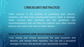Cyber security best practices power point presentation | PPTX