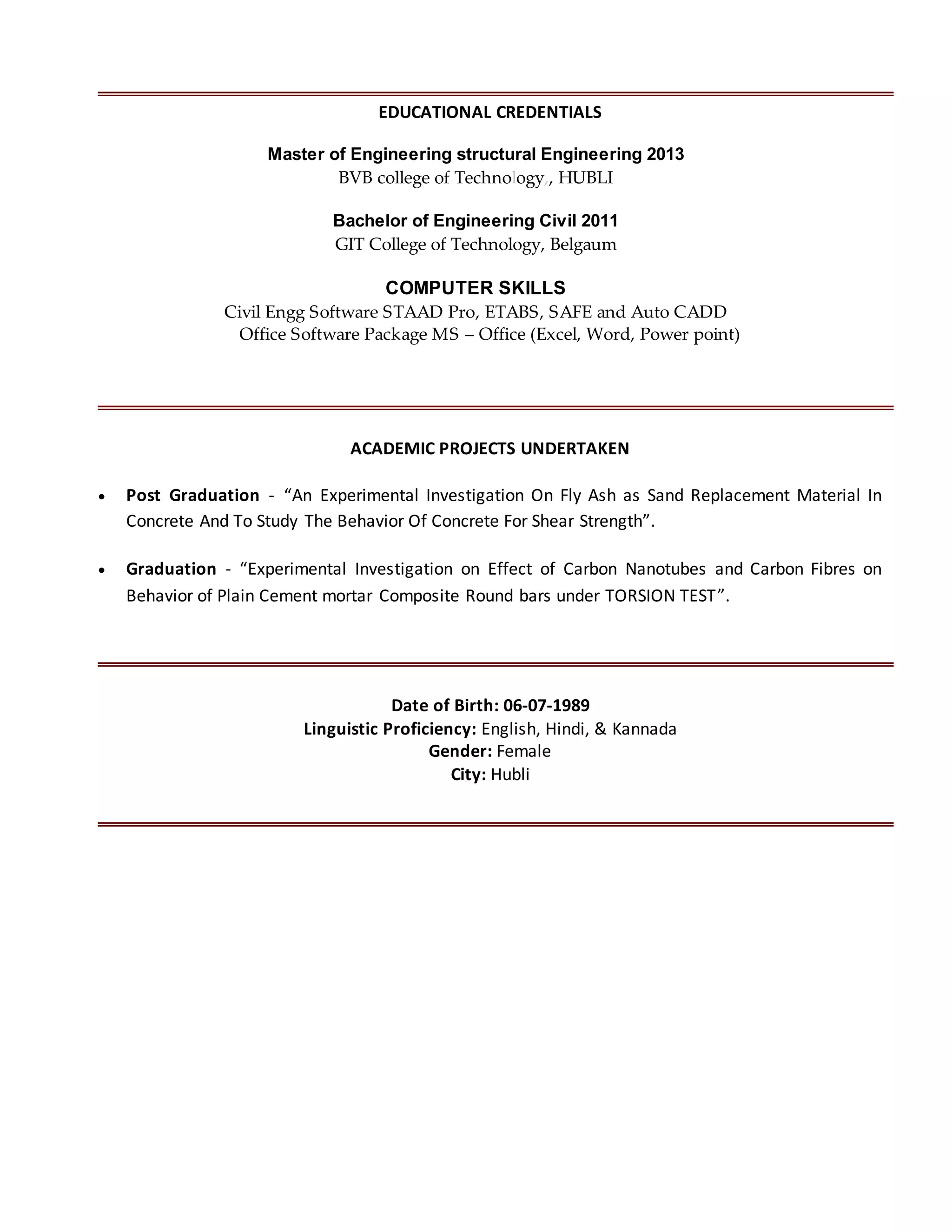 MEGHA M_STRUCTURAL ENG RESUME - 1 | PDF