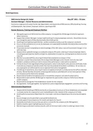 Curriculum Vitae of Dominic Fernandes | PDF