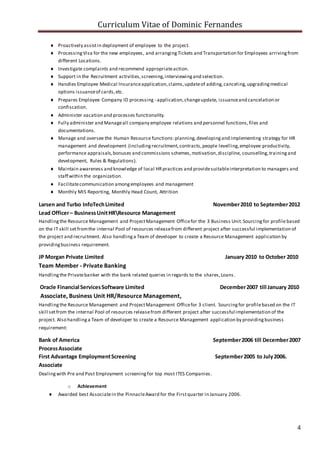 Curriculum Vitae of Dominic Fernandes | PDF