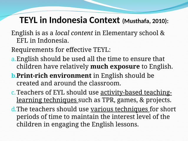 teaching english to young learners (TEYL) | PPT