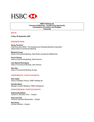 HSBC Commercial Banking - Transforming Opportunity | PDF