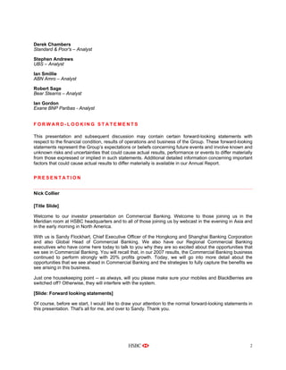 HSBC Commercial Banking - Transforming Opportunity | PDF