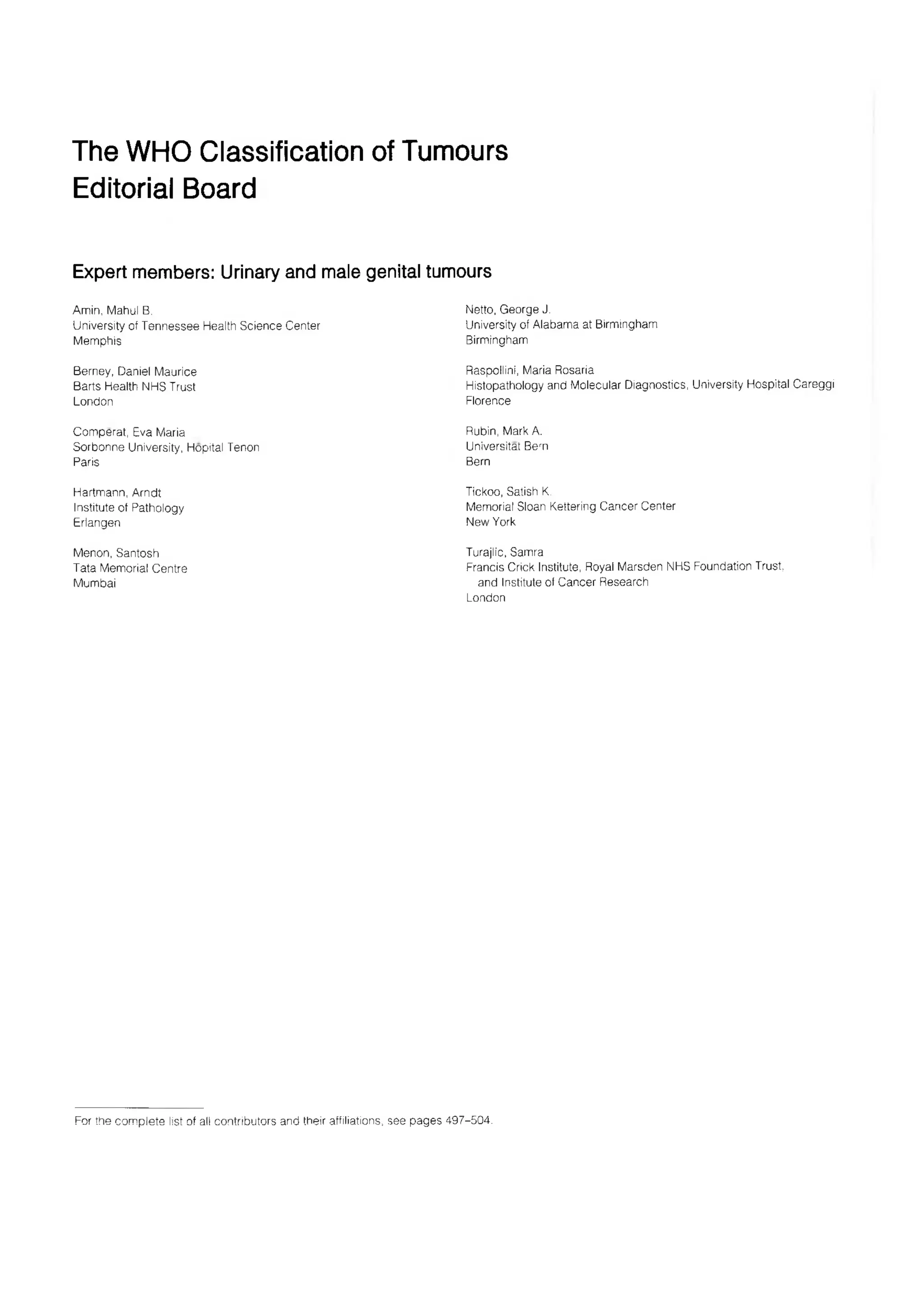 Urinary and Male Genital Tumours 5th Edition Who Classification Of ...