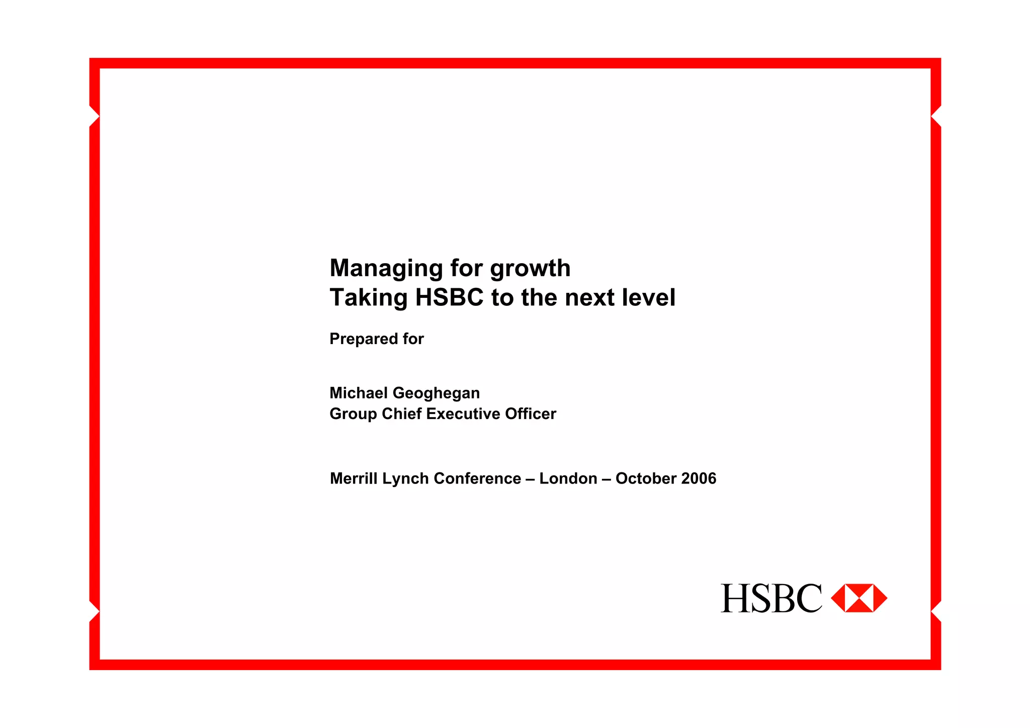 Managing for Growth - Taking HSBC to the next level | PDF | Business ...