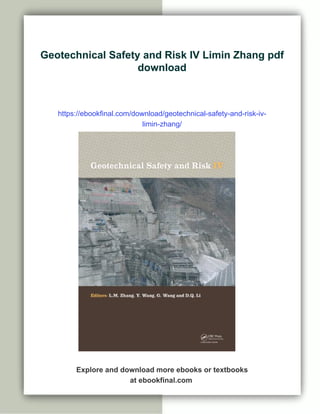 Geotechnical Safety and Risk IV Limin Zhang | PDF