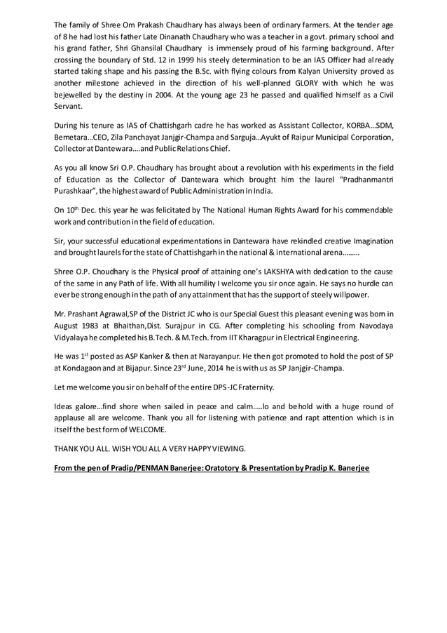 Welcome Speech-Annual Function-2014 | DOCX