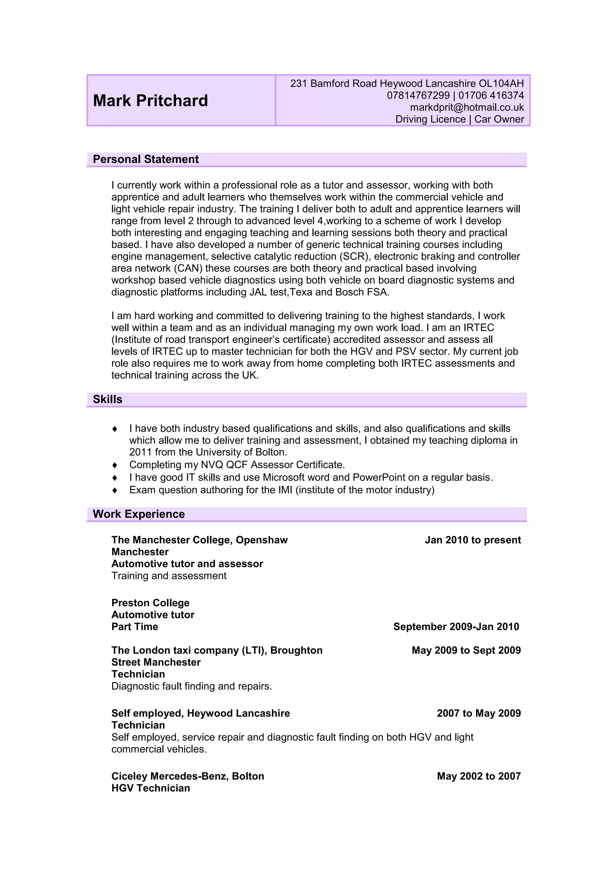 mark current cv | PDF