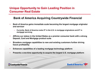 Bank of America Acquiring Countrywide Financial | PDF
