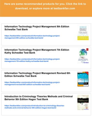 Introduction to Project Management 2nd Edition Schwalbe Test Bank | PDF