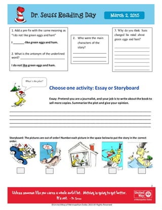 Dr Seuss Day 2015 Third Grade lesson plan | DOCX | Books and Literature