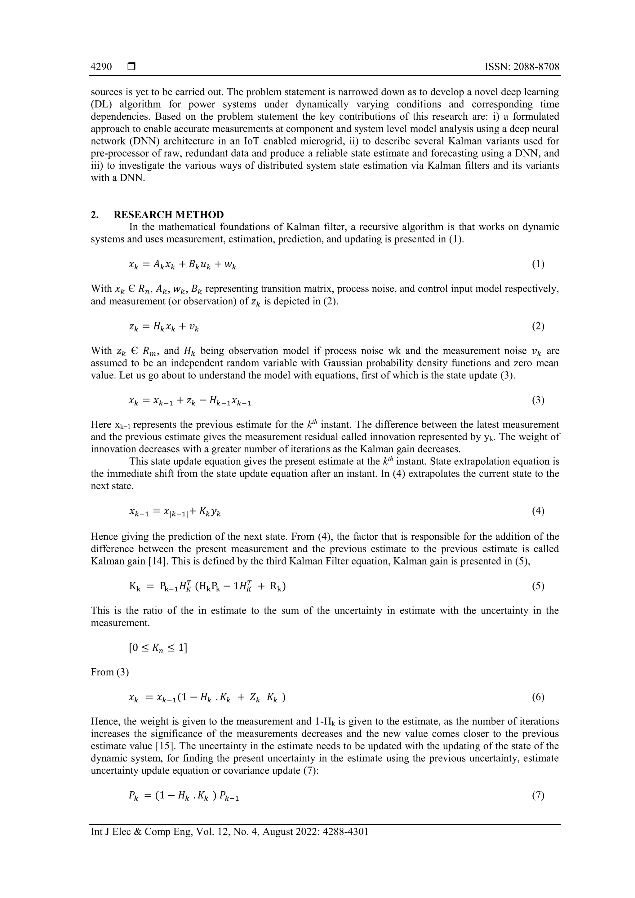 Optimal state estimation techniques for accurate measurements in ...