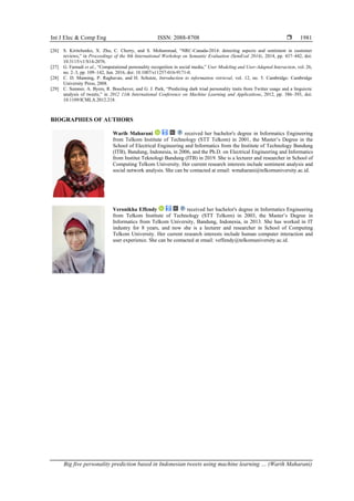 Big five personality prediction based in Indonesian tweets using ...