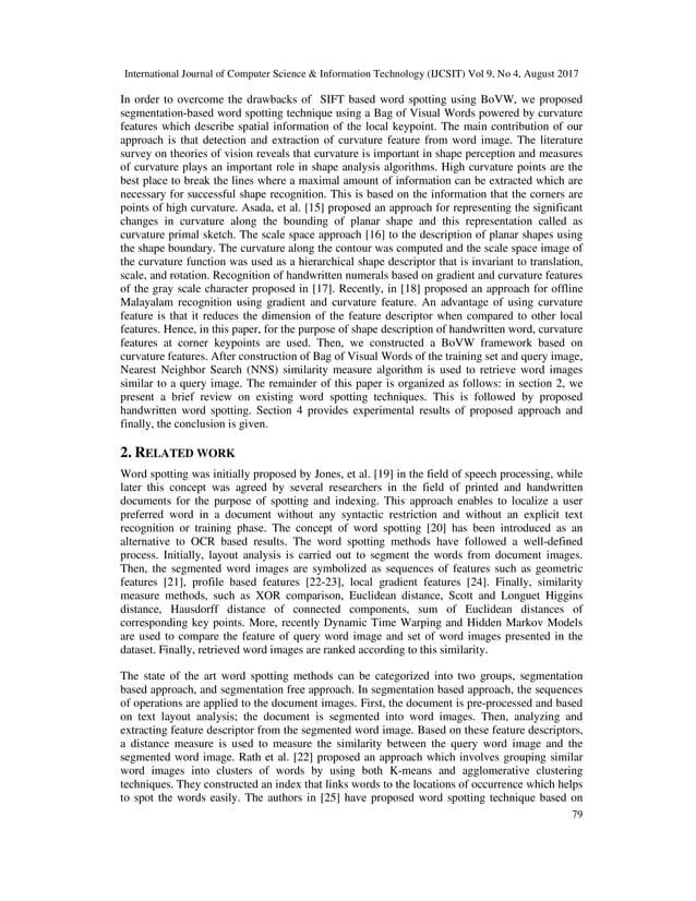 Bag Of Visual Words For Word Spotting In Handwritten Documents Based On
