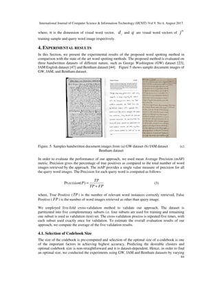 Bag of Visual Words for Word Spotting in Handwritten Documents Based on Curvature Features | PDF