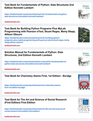 Test Bank for Fundamentals of Python First Programs, 1st Edition | PDF