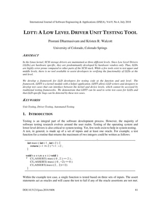 LDTT : A Low Level Driver Unit Testing Tool | PDF