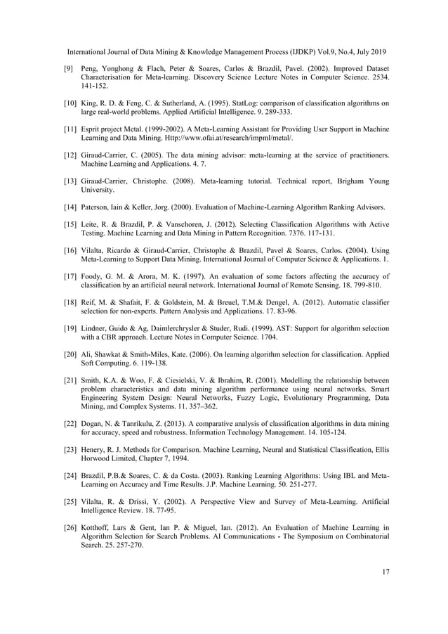 CATEGORIZATION OF FACTORS AFFECTING CLASSIFICATION ALGORITHMS SELECTION | PDF