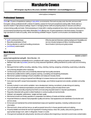 Marsha CULINARY Resume 3 | PDF