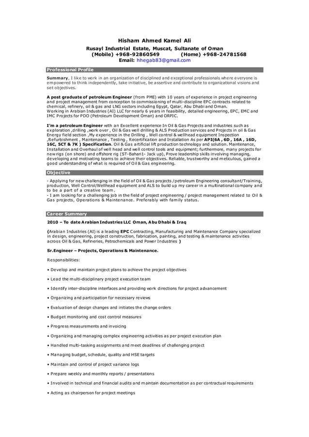 Hisham Resume ( CV ) | DOCX