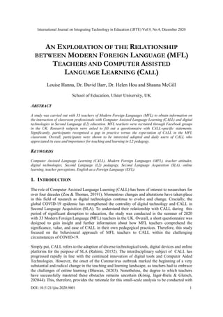 An Exploration of the Relationship between Modern Foreign Language (MFL ...