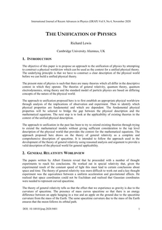 THE UNIFICATION OF PHYSICS | PDF