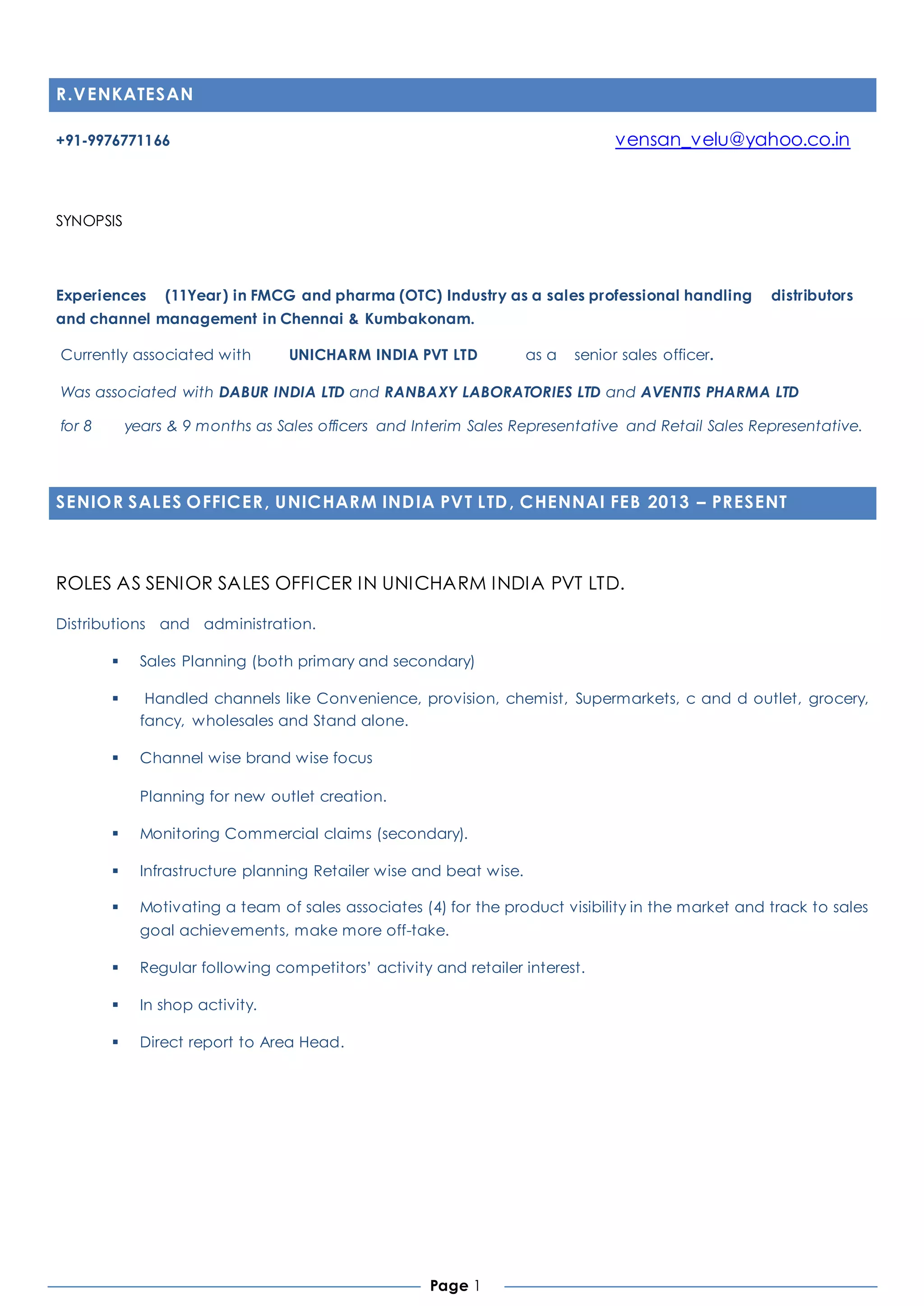 resume venkatesan.r | DOCX