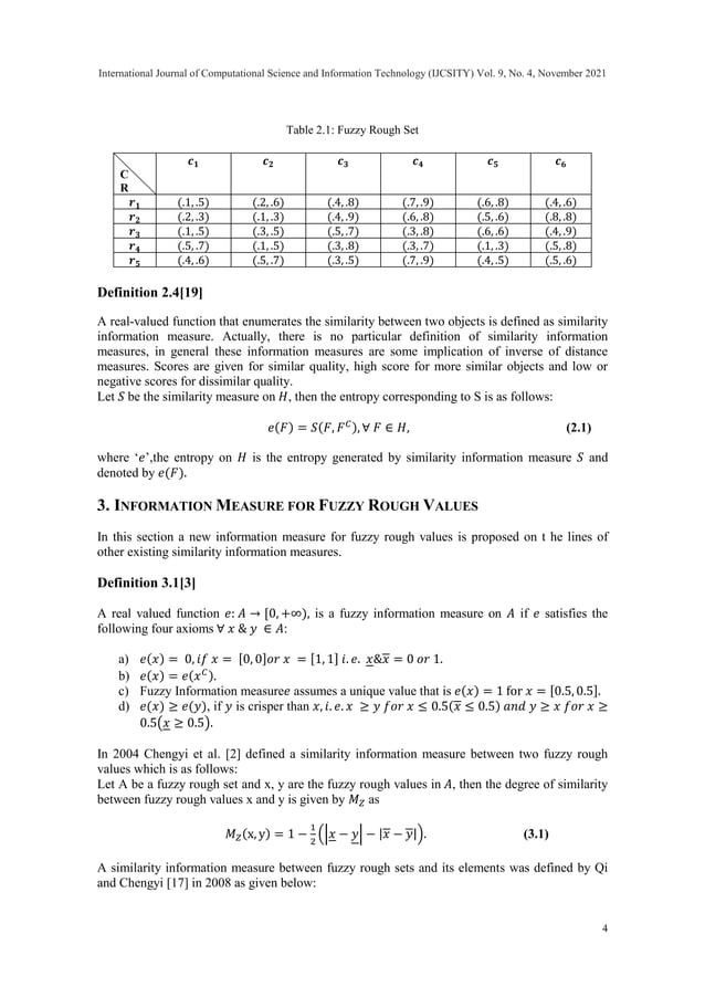 Fuzzy Rough Information Measures and their Applications | PDF