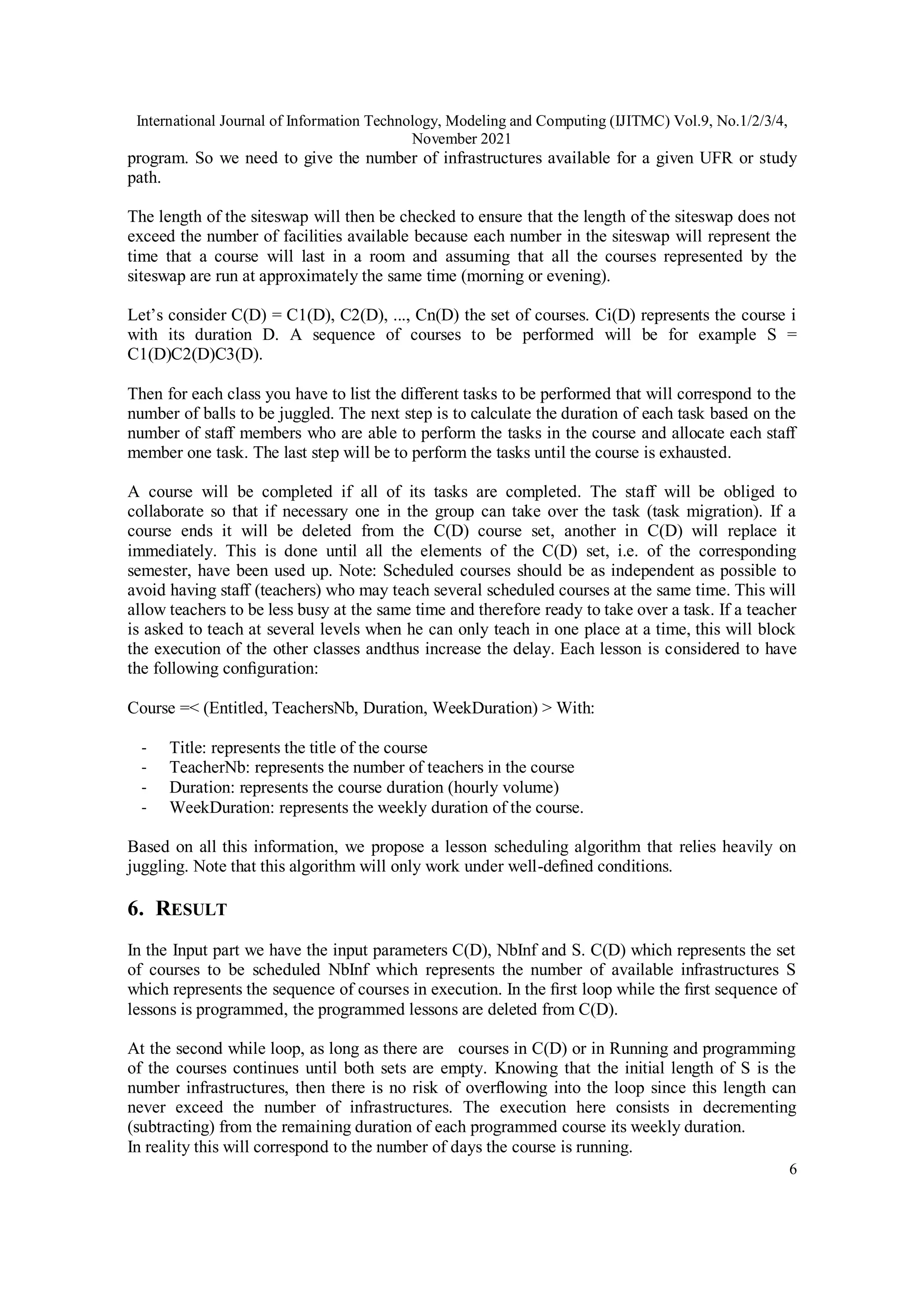 ON A PEDAGOGICAL ACTIVITIES SCHEDULING BASED ON THE JUGGLING THEORY | PDF