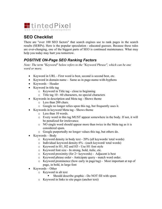 seoChecklist | PDF