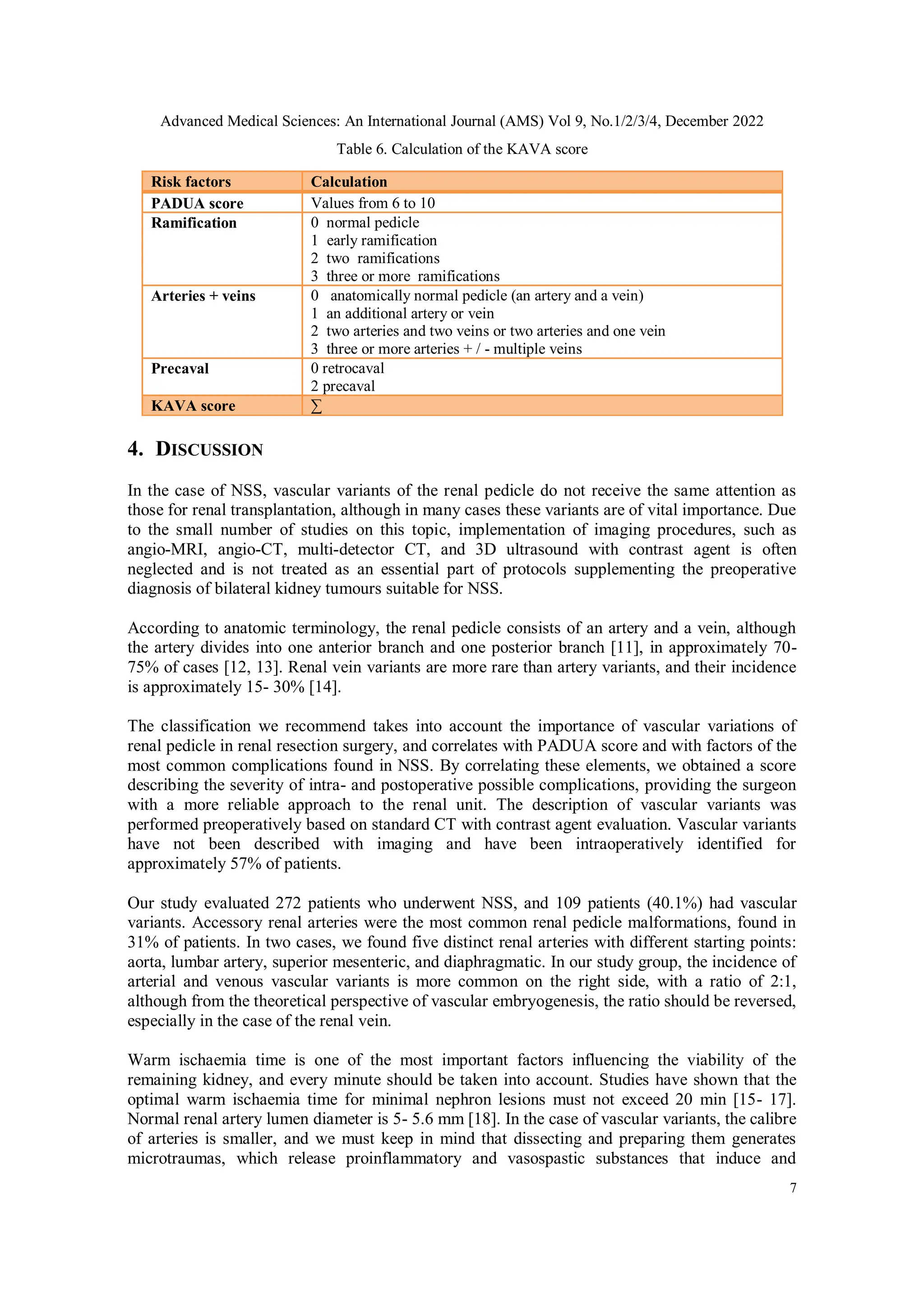 PERIOPERATIVE KIDNEY ANATOMIC VASCULAR ASPECTS (KAVA) IN NEPHRON-SPARING SURGERY | PDF