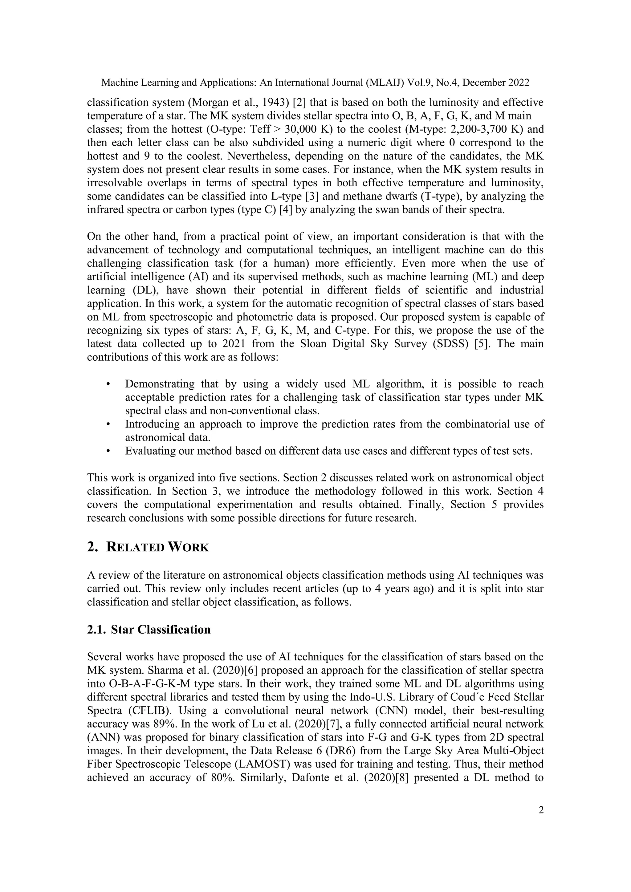 AUTOMATIC SPECTRAL CLASSIFICATION OF STARS USING MACHINE LEARNING: AN ...