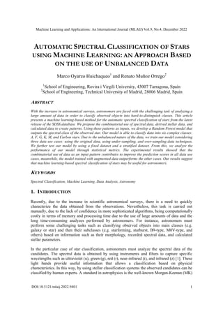 AUTOMATIC SPECTRAL CLASSIFICATION OF STARS USING MACHINE LEARNING: AN APPROACH BASED ON THE USE ...