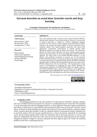 Sarcasm detection on social data: heuristic search and deep learning | PDF