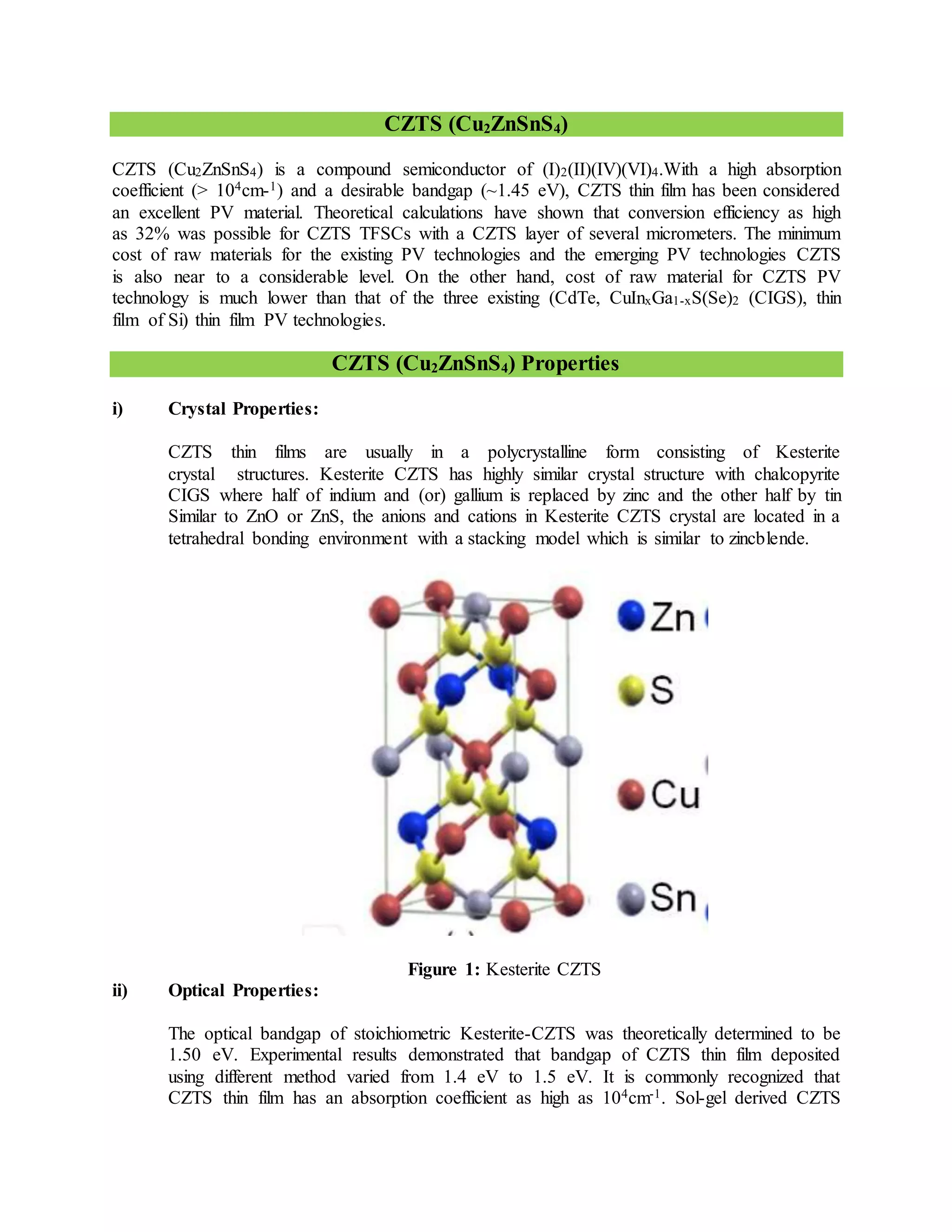 CZTS Solar Cell | DOCX