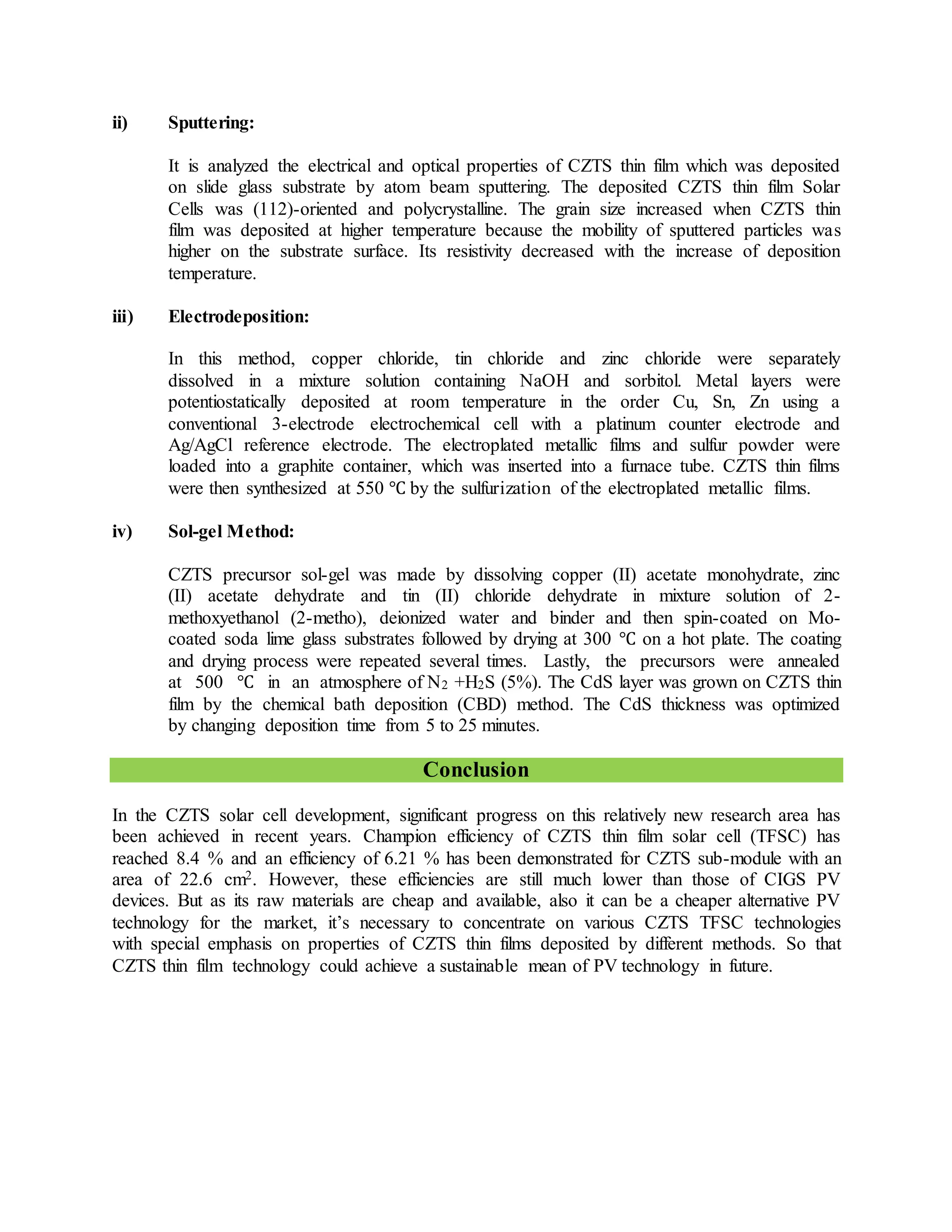 CZTS Solar Cell | DOCX