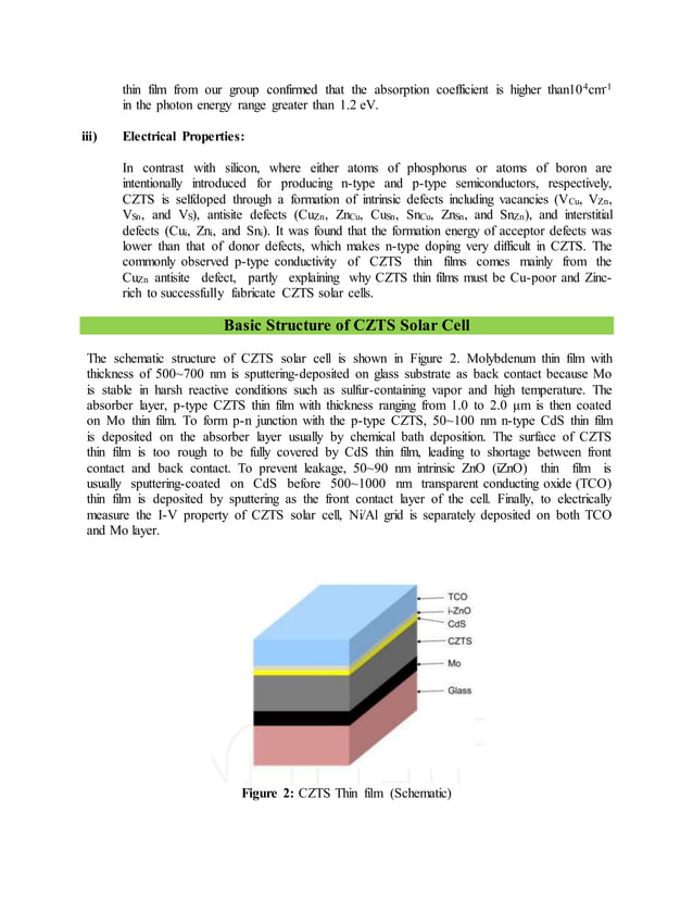 CZTS Solar Cell | DOCX | Chemistry | Science