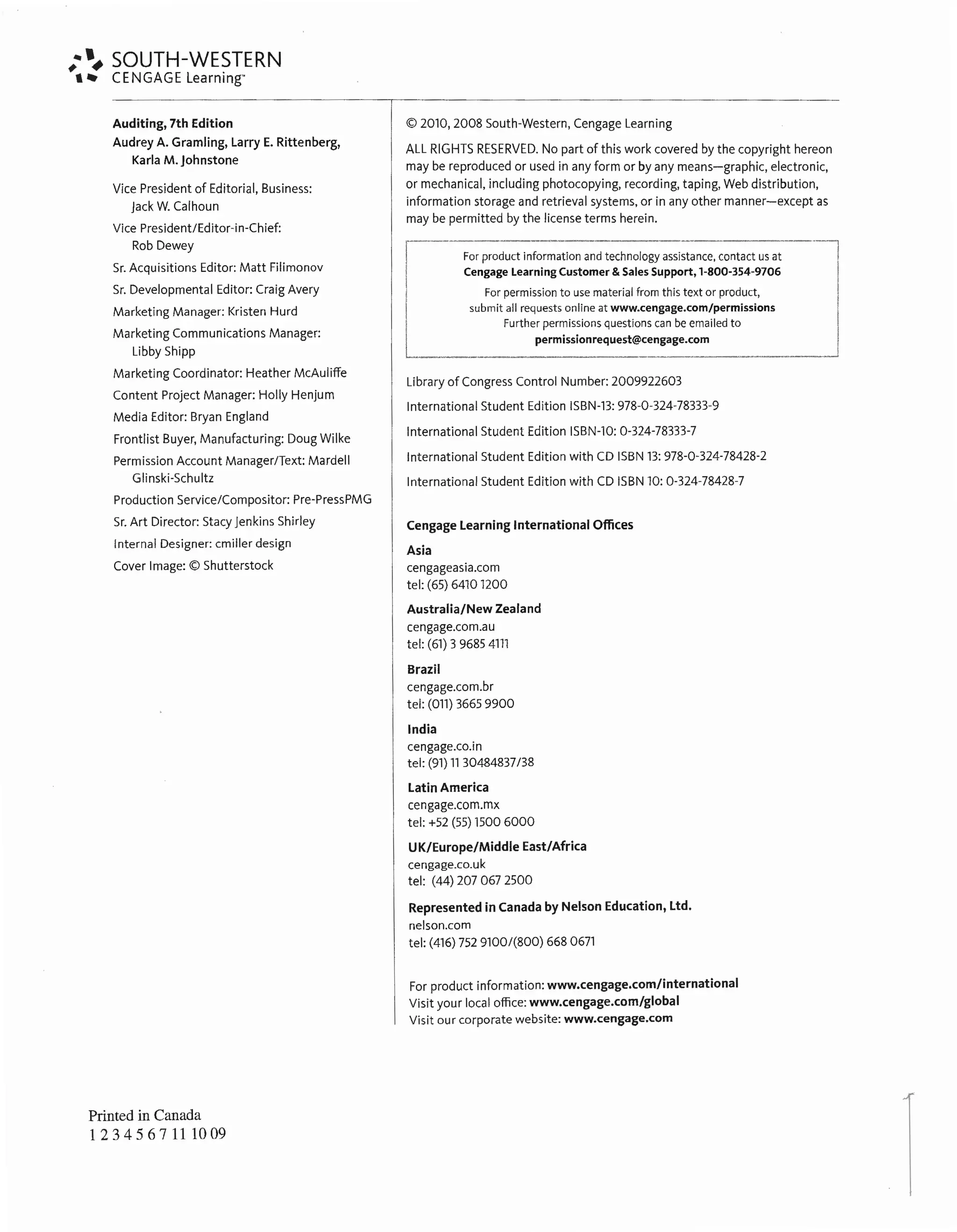 Auditing 7E 7th Edition Audrey A. Gramling & Larry E. Rittenberg ...
