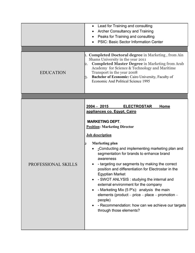 Cv Dr. Mostafa Abdel Azim April 2015 | PDF | Business Administration ...