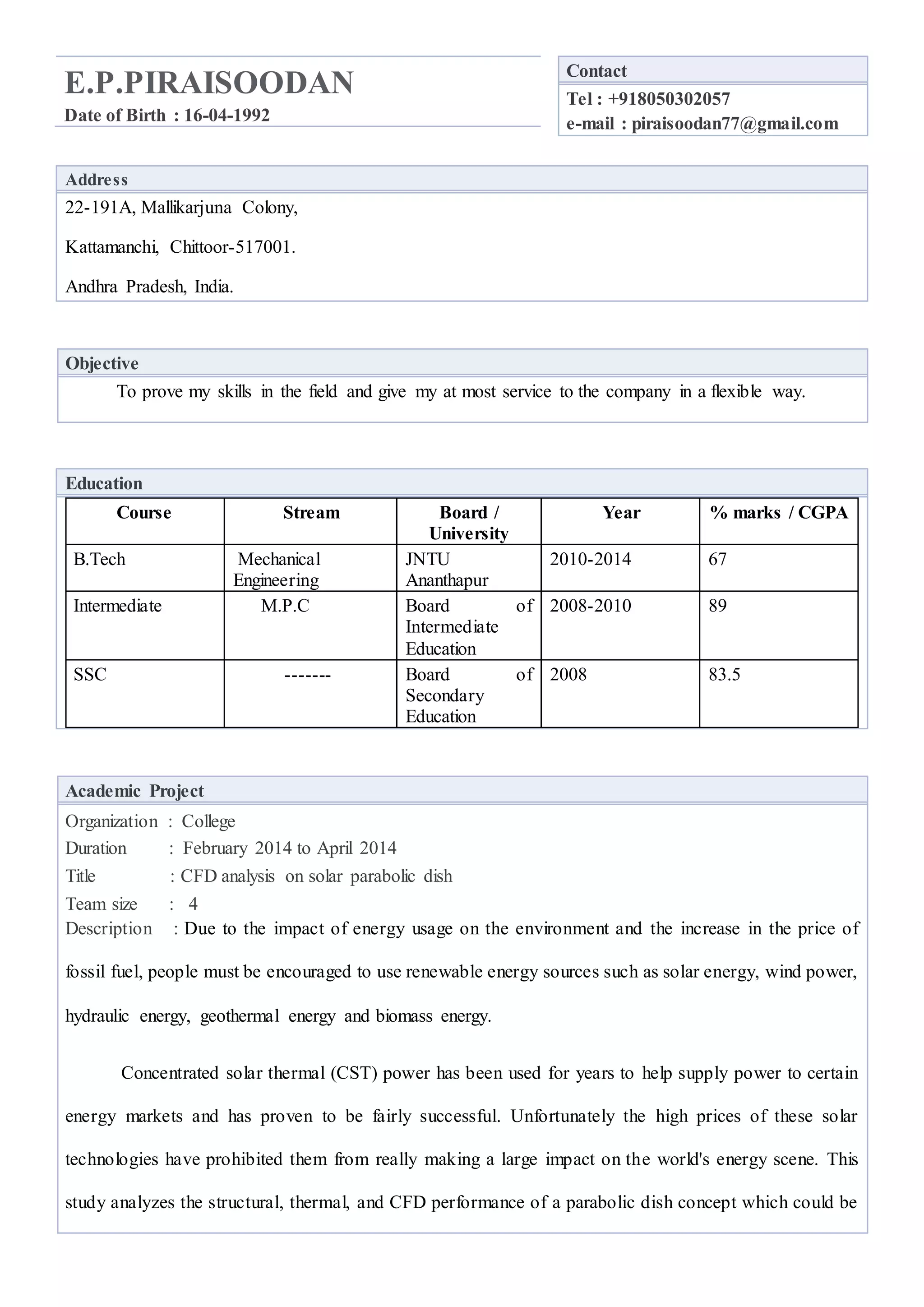 pirai resume Exp | PDF