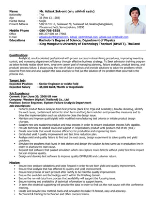 Adisak_Resume - Official_2 | PDF