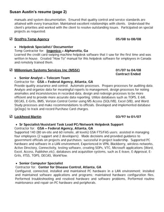 SusanAustinResume | PDF | IT and Internet Support | Internet