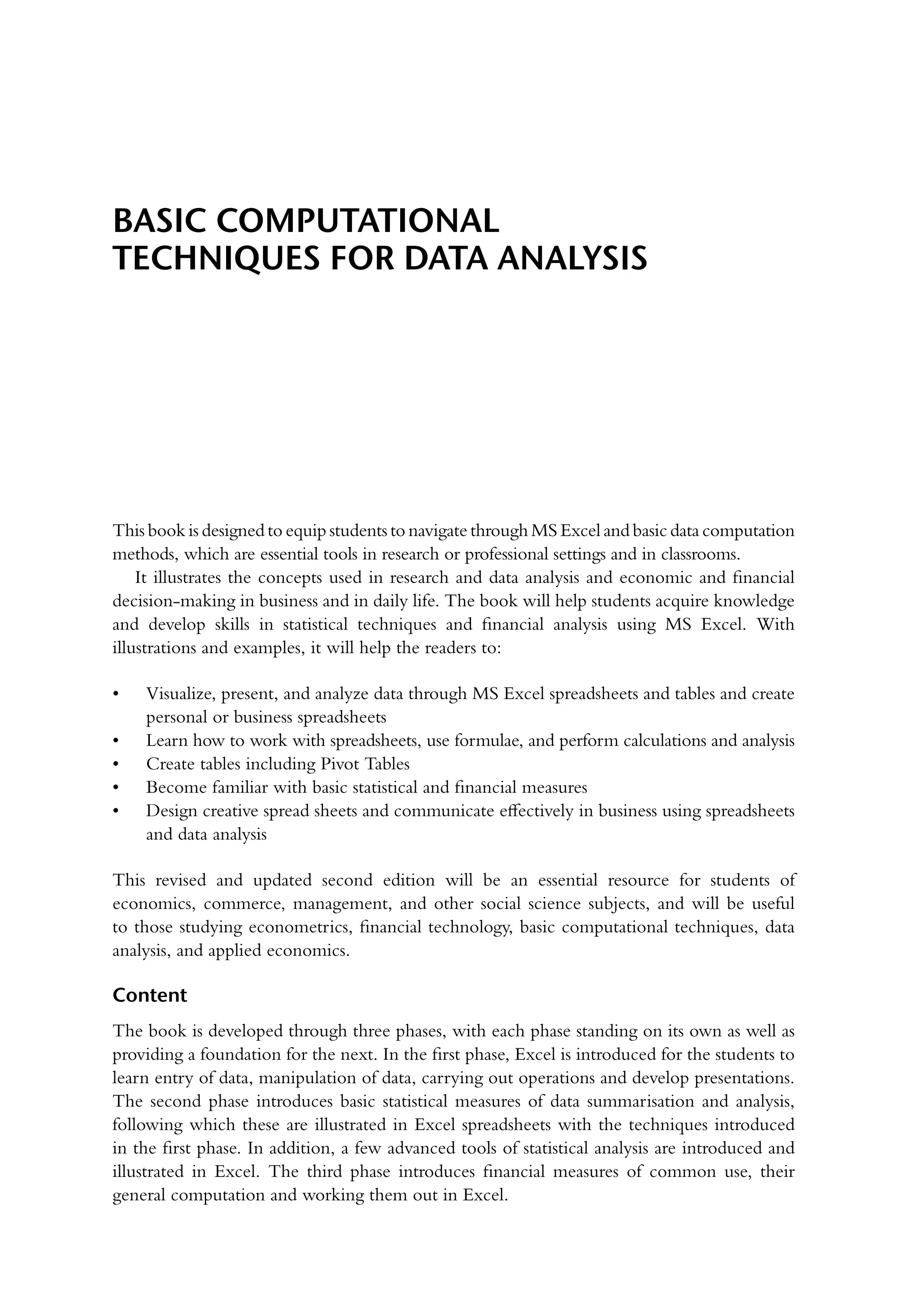 Basic Computational Techniques for Data Analysis: An Exploration in MS ...