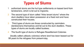 Slum problems and measures | PPTX