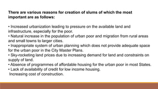 Slum problems and measures | PPTX