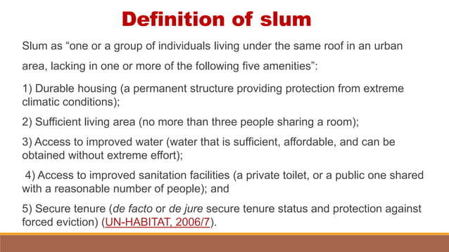 Slum problems and measures | PPTX