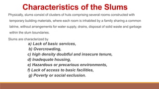 Slum problems and measures | PPTX